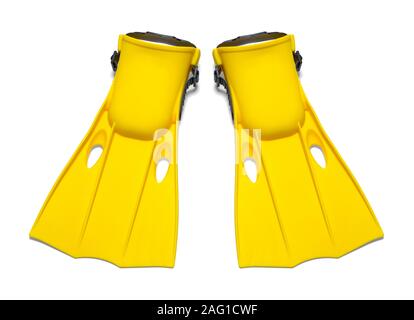 Yellow Flippers isolated on white background Stock Photo - Alamy