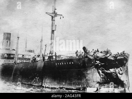 Damage sustained by the SS Storstad after its collision with the RMS ...
