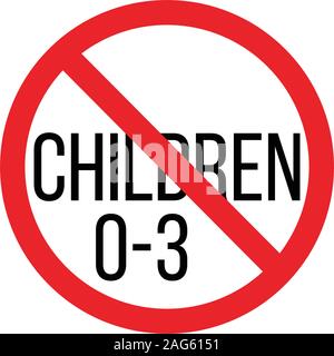 Not suitable for children under 3 years, prohibition sign. Silhouette ...