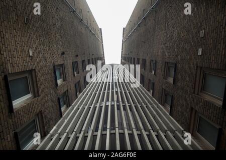 Steep angle of stairwell at Stangate House high rise residential 1950s ...