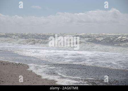 Beautiful shot crazy sea waves crashing on the beach on a sunny day ...