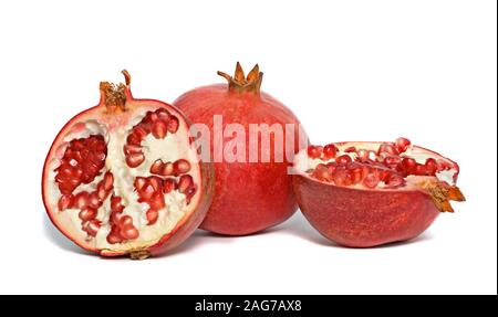Pomegranate Cross Sections On White Background Stock Photo - Alamy