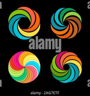Spiral and swirl logos vector set. Company name spiral label, badge ...