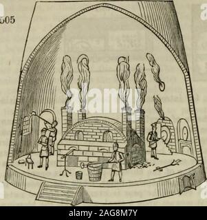 Making a crown glass by glass blowing in a kiln or furnace. London ...
