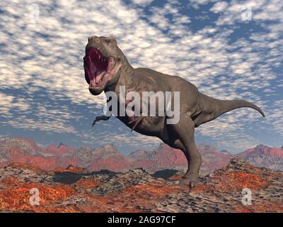 Tyrannosaurus rex roaring in the red desert Stock Photo - Alamy