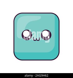 happy square cartoon design, Kawaii expression cute character funny and ...