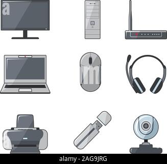 Personal computer flat icons in set collection for design. Equipment ...