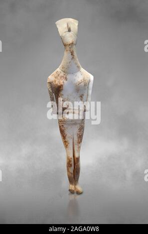 Female statue of the Early Cycladic folded-arm type. Parian marble ...