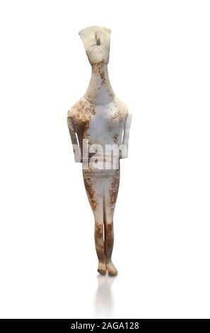 Female statue of the Early Cycladic folded-arm type. Parian marble ...