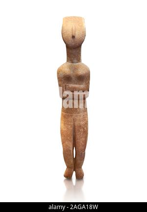 Female statue of the Early Cycladic folded-arm type. Parian marble ...