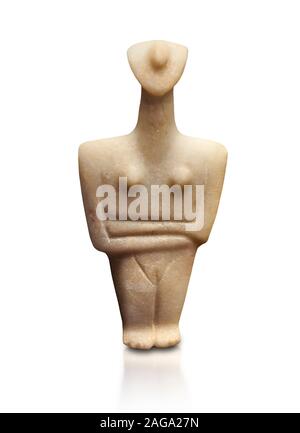 Female Cycladic statue figurine with folded arms of the Spedos and ...