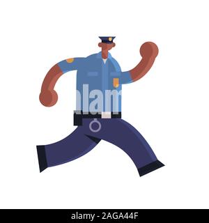 Professional detective run fast in chase with pistol. Man with mustache ...