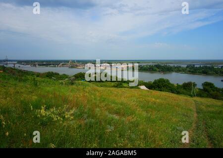 Barge floating on the river. Natural landscape Stock Photo - Alamy