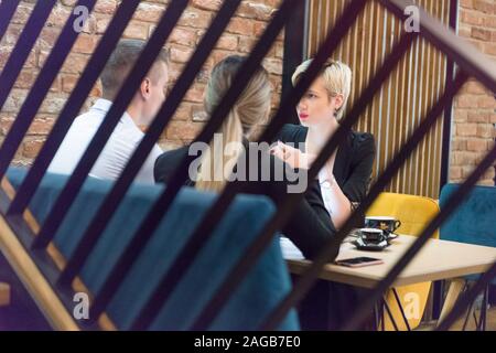 Multiracial business people working connected with technological ...