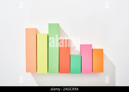 top view of multicolor analytical graph on white background Stock Photo ...