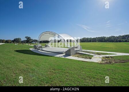 Amphitheater canopy structure constructed of tensile fabric Stock Photo ...