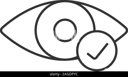 Human eye with tick checkmark line icon. Healthy visual organ symbol ...