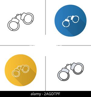 Handcuffs linear icon. Manacle. Thin line illustration. Contour symbol ...
