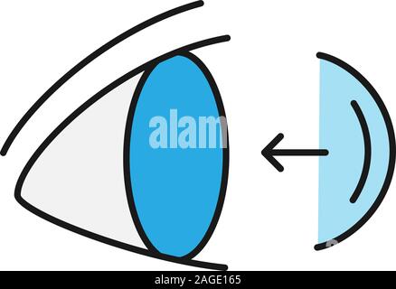 Eye contact lenses putting on instruction glyph icon. Silhouette symbol ...