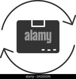 Parcel return service icon. Repackaging. Cardboard box with circle ...