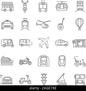 Land Transport Vehicles Set Outline. A set of various ground vehicles ...