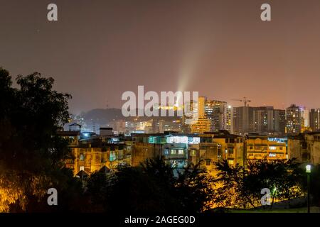 Macau, DEC 24: Night high angle view of the cityscape on DEC 24, 2019 ...