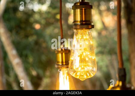 Classic retro incandescent led electric lamp warm white on black ...