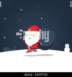 Chibi Santa shout out using Megaphone with dark background. full body ...