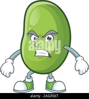 Angry green bean, illustration, vector on a white background Stock ...