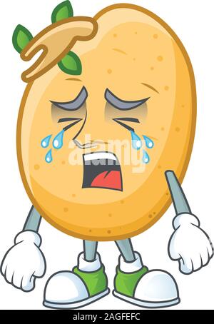 Sad Crying gesture potato cartoon character style Stock Vector Image ...