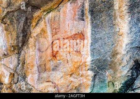 Tsodilo hills, rock paintings of lion, Louvre of desert, isolated hills ...