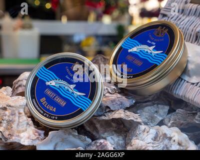 London UK - Caviar for sale at the Food Hall in Harrods Department ...