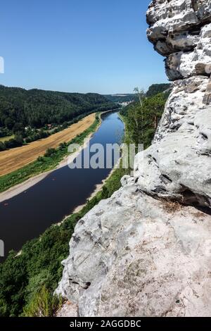 Elbe Sandstone Mountains, Elbe, river, sandstone Stock Photo - Alamy