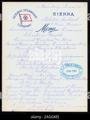 LUNCH (held by) OCEANIC STEAMSHIP CO. VENTURA (at) EN ROUTE (SS) (NYPL ...