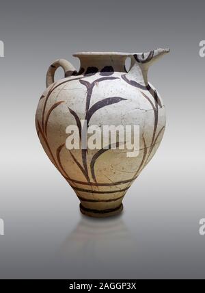 Minoan clay polychrome pithoid jar with reed decoration, Akrotiri ...
