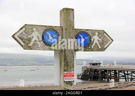 Isle of Anglesey Coastal Path sign with walking man and logo in Stock ...