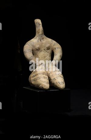 Neolithic Venus of Halaf Culture representing mother Goddess. Terracotta 6100-5400 BC. Ifergan ...