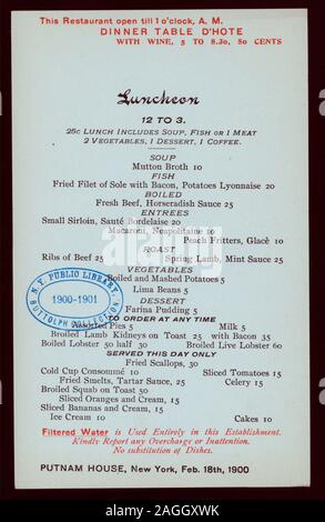 LUNCHEON (held by) PUTNAM HOUSE (at) NEW YORK, NY ((HOTEL);) (NYPL ...