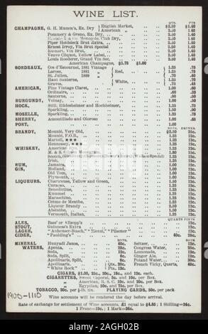 INCLUDES PRICED WINE LIST ON BACK OF MENU; STEAMSHIP FLAG AT TOP OF ...