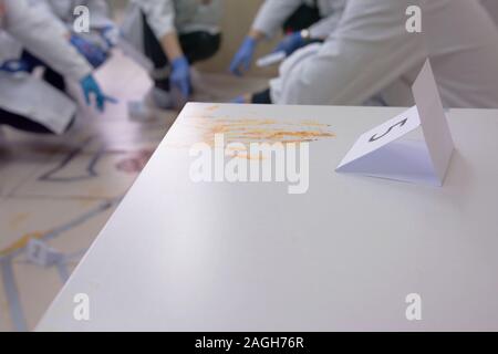 Forensic evidence. Swab sample from a crime sceneon top of a forensic ...