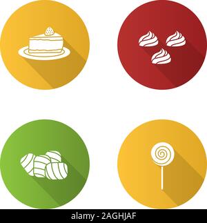 Cheesecake flat design long shadow color icon. Cake with topping and ...