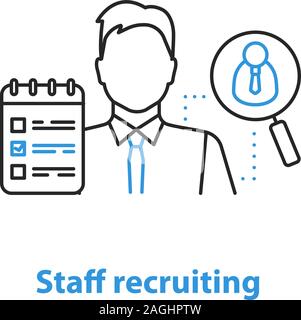 Staff searching linear icon. Aim on man thin line illustration. Clients ...