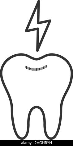 Toothache icon. Tooth with lightning. Flat design, linear and color ...