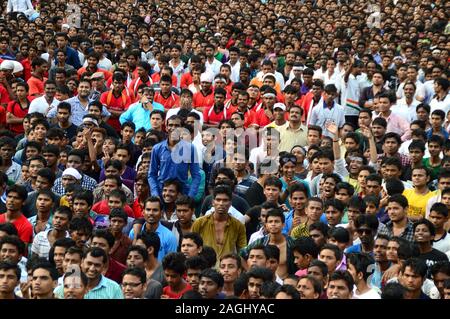 AMRAVATI, MAHARASHTRA, INDIA - AUGUST 24 : Crowd of young People ...