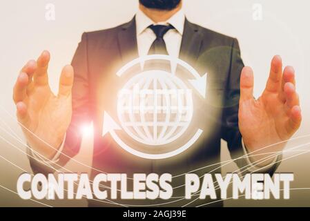 Text sign showing Contactless Payment. Business approach use near field ...