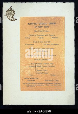 A formal dinner hosted by the Baptist Social Union at the Hotel ...