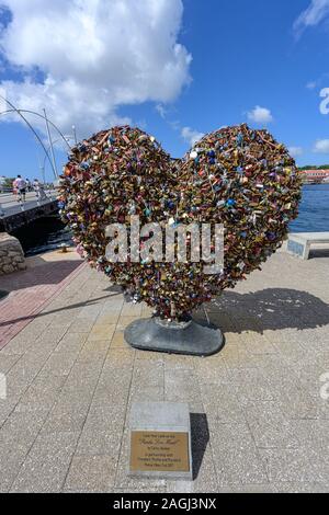 Punda Love Heart with love locks, by Carlos Blaaker Willemstad Curacao ...