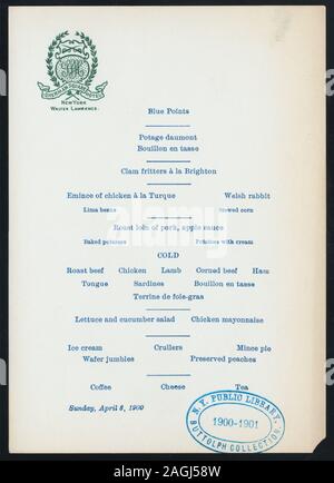 MENU (held by) SHERMAN SQUARE HOTEL (at) NEW YORK, NY (HOTEL;) (NYPL ...