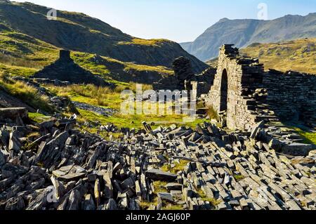 Ruined barracks and workshops near the adit entrance of Rhosydd Slate ...