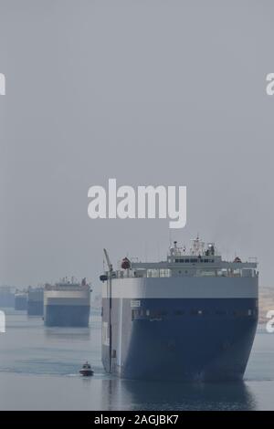 Selene Leader leading a convoy north on the Suez Canal approaching Port ...